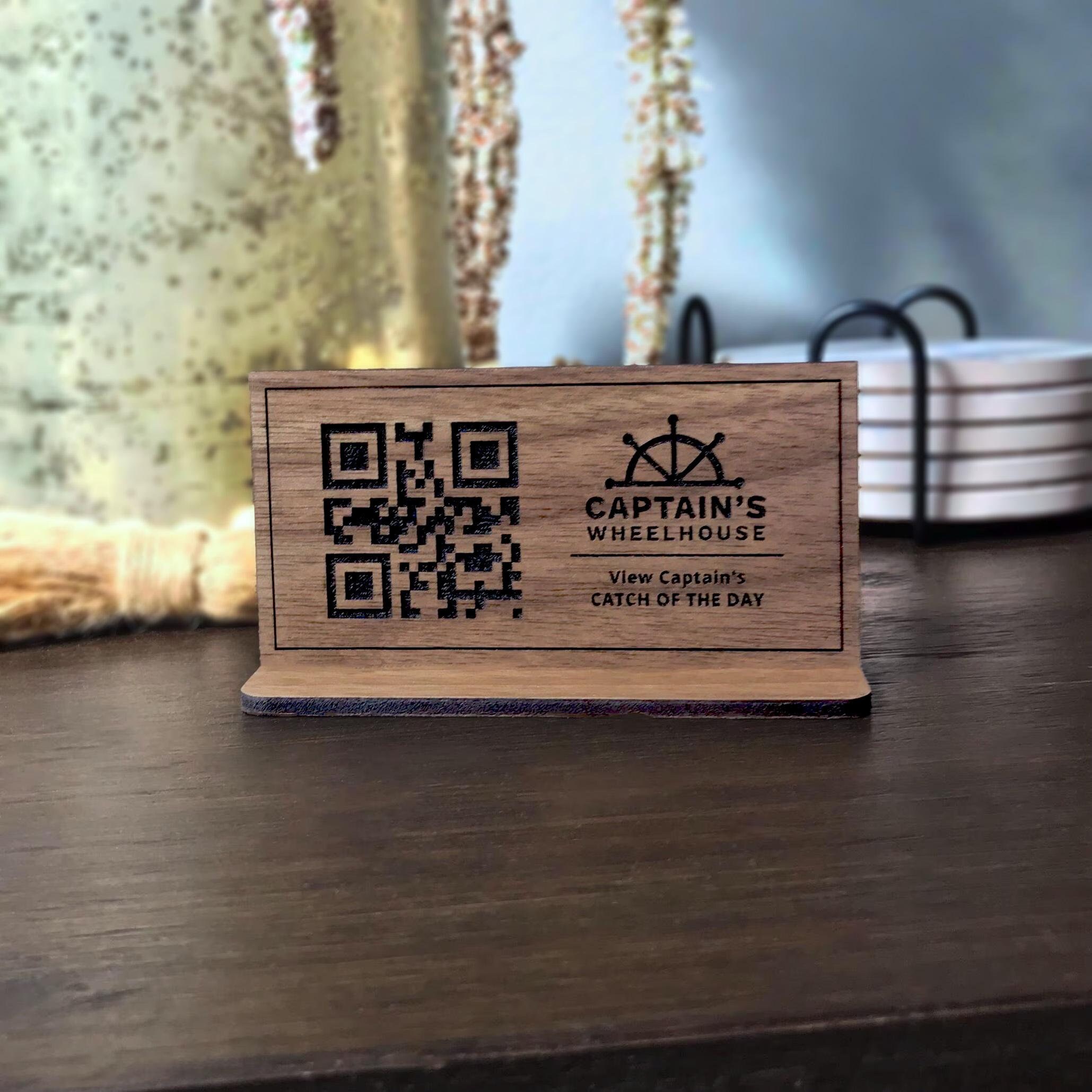 Wood QR Code Sign Stand Tabletop QR Code Display Menu Qr Code Sign ...