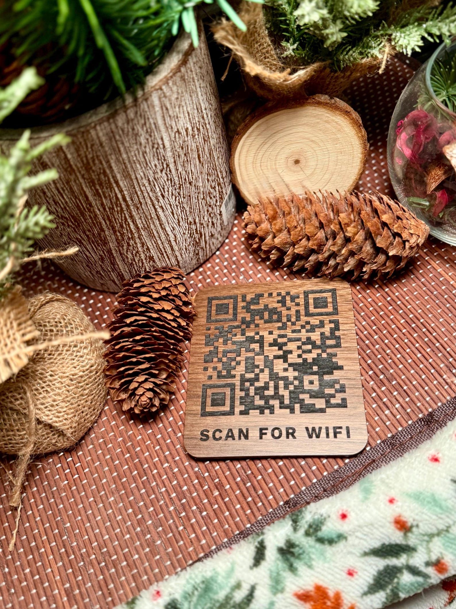 Walnut Wood Wifi QR Code Magnet Sign: Home, Business, Airbnb - Etsy