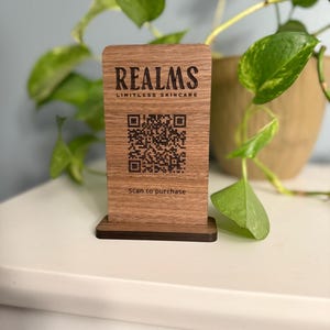 QR Code Sign for Business Wooden QR Code Table Sign Logo QR Sign ...