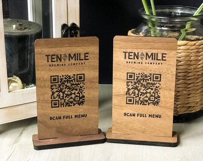 Custom QR Code Sign | Wooden QR Code Stand | Wooden Menu Display | Personalised QR Plaque | Etsy ...