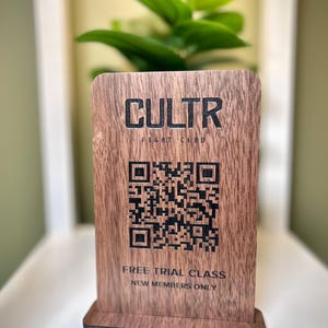 QR Code Sign for Business | Wooden QR Code Table Sign | Logo QR Sign ...
