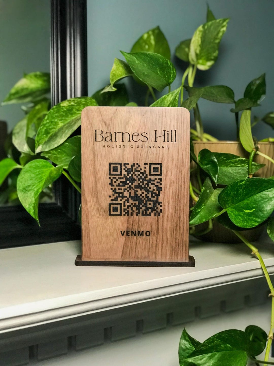QR Code Sign for Business Wooden QR Code Table Sign Logo QR Sign ...