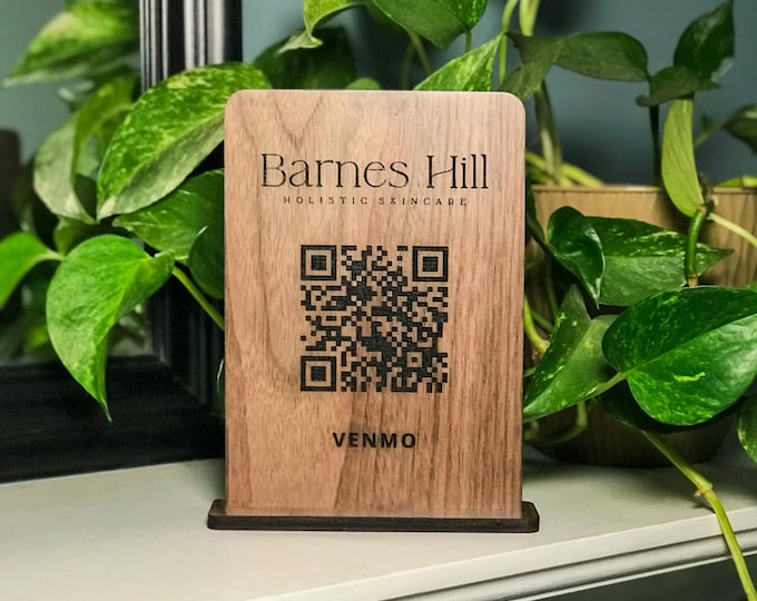 Custom QR Code Sign | Wooden QR Code Stand | Wooden Menu Display ...