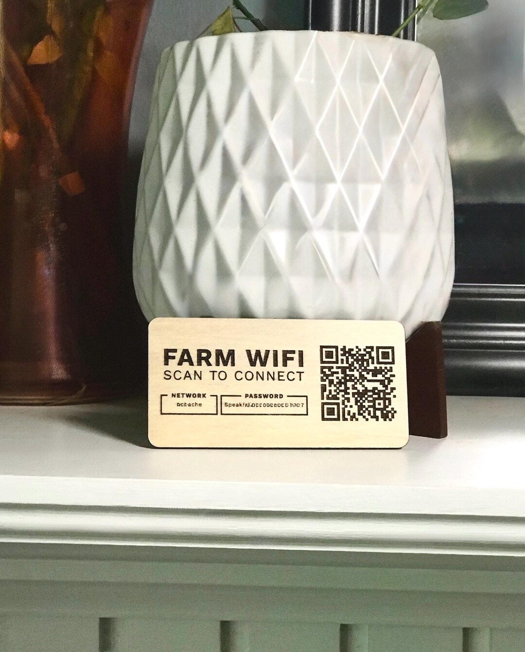 Wood QR Code Sign Magnet | Guest Wifi Password Sign | Guest Wifi QR ...