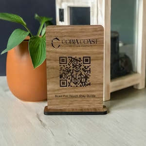 QR Code Sign for Business | Wooden QR Code Table Sign | Logo QR Sign ...