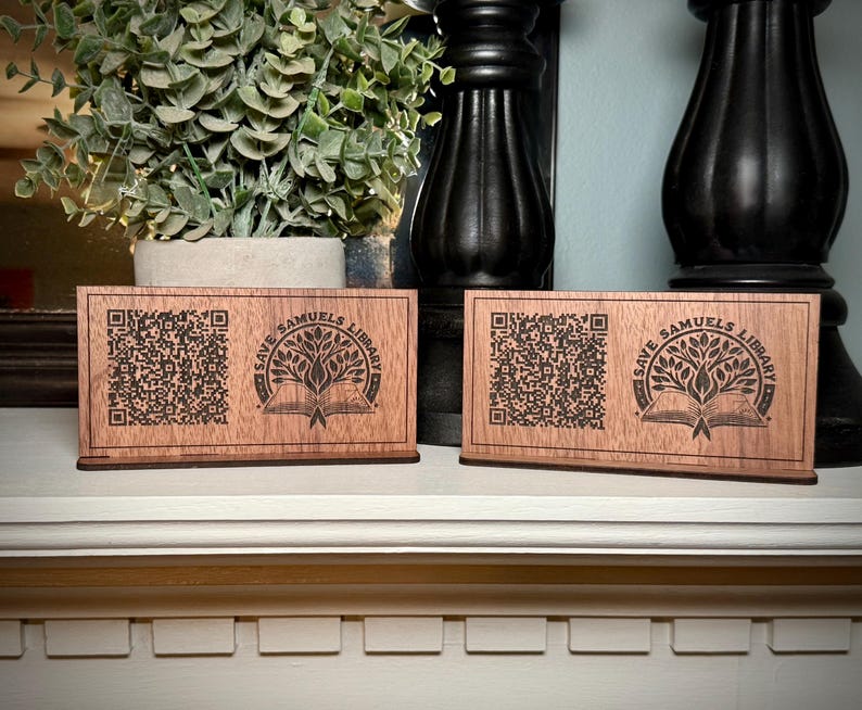 Wood QR Code Sign Stand | Tabletop QR Code Display | Menu Qr Code Sign ...