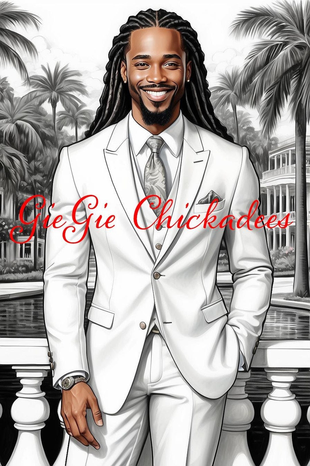 African Men Elegant Swagger Coloring Book Pages Sheets Digital ...