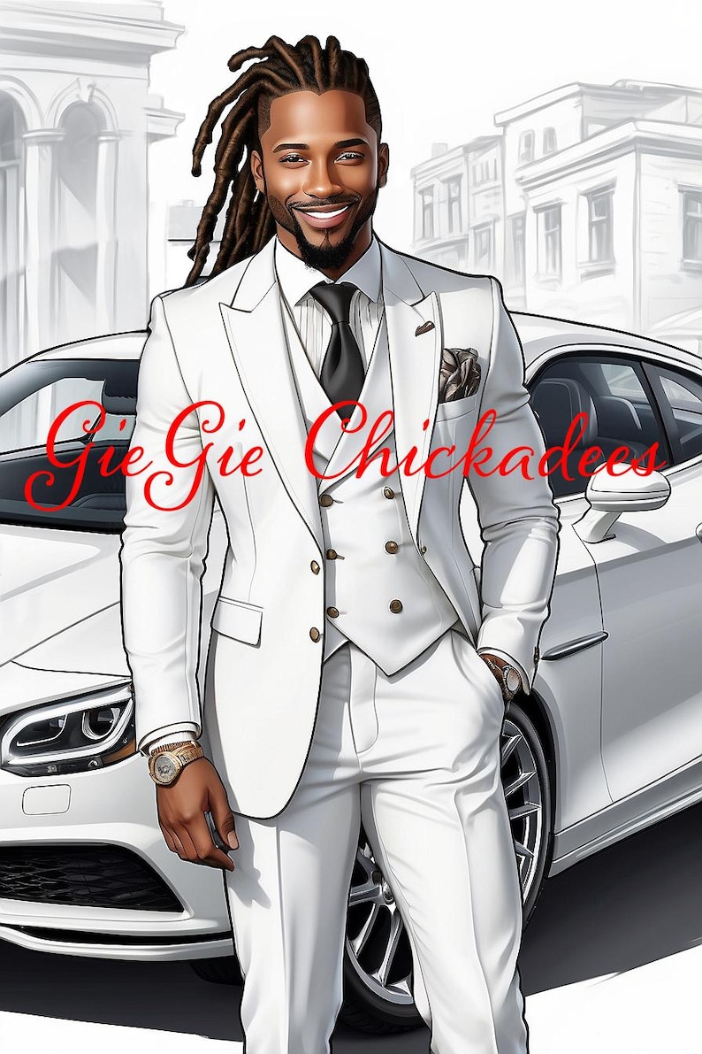 African Men Elegant Swagger Coloring Book Pages Sheets Digital ...