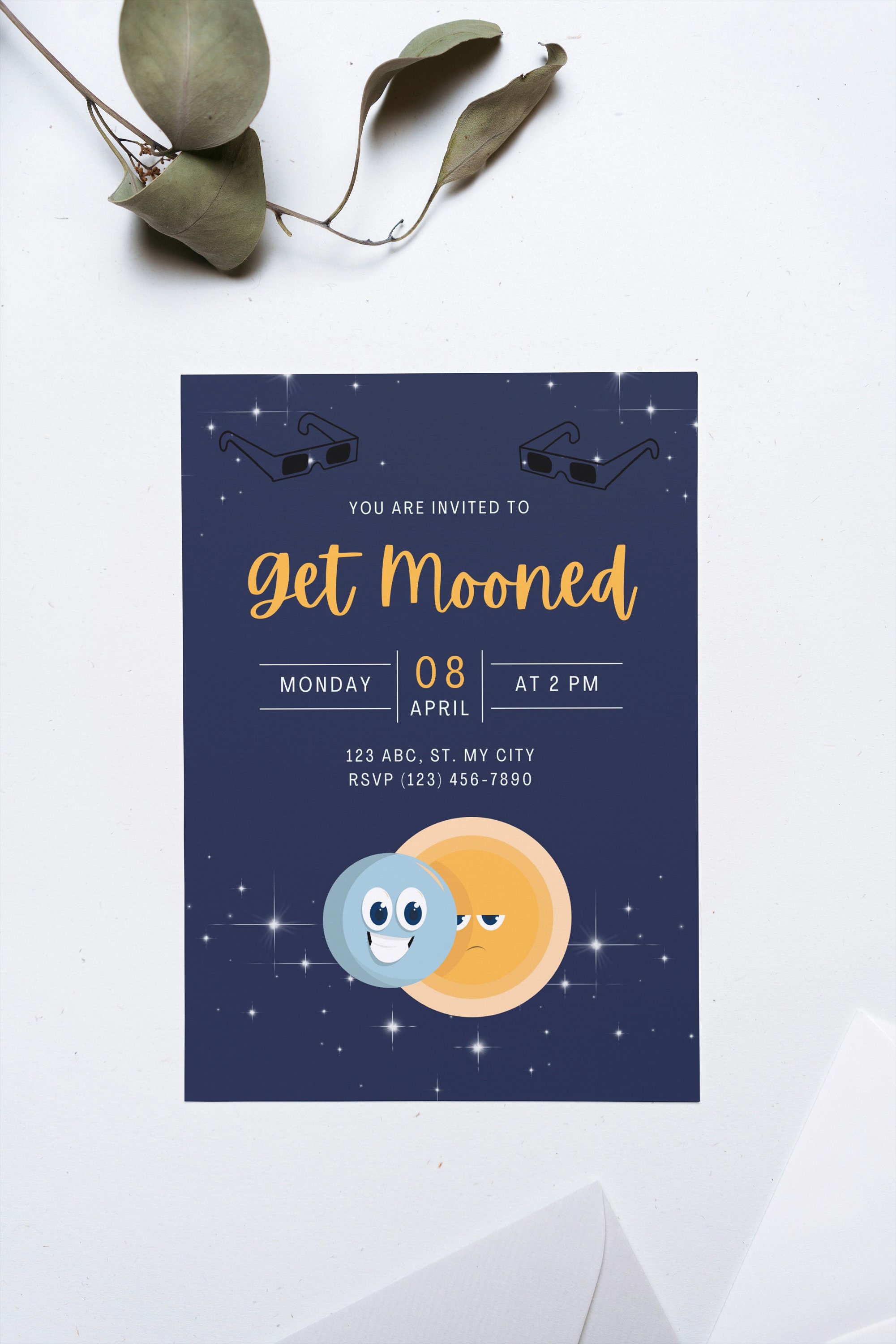 Solar Eclipse Printable Invitations Funny Eclipse Invitation Canva ...