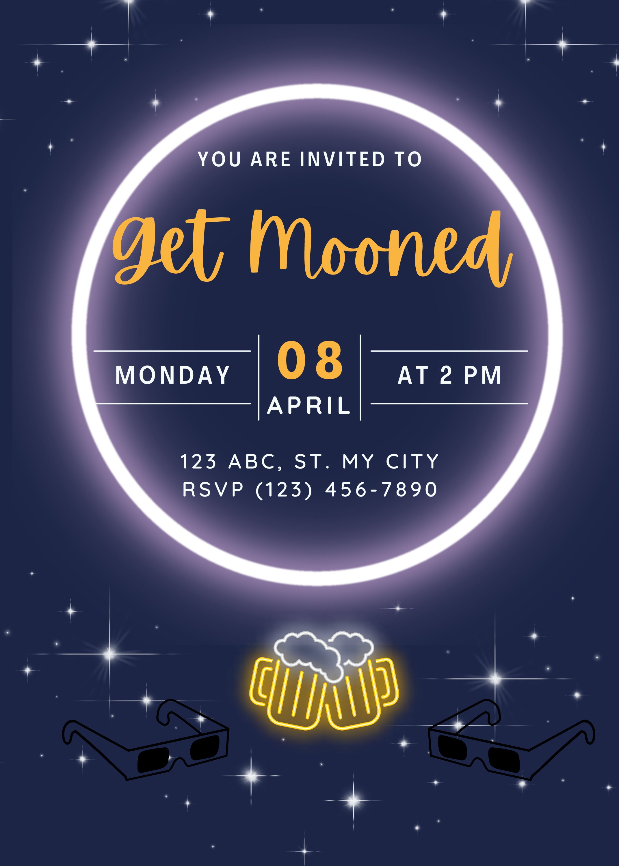 Printable Solar Eclipse Invitations Eclipse Invitations April 8 2024 ...