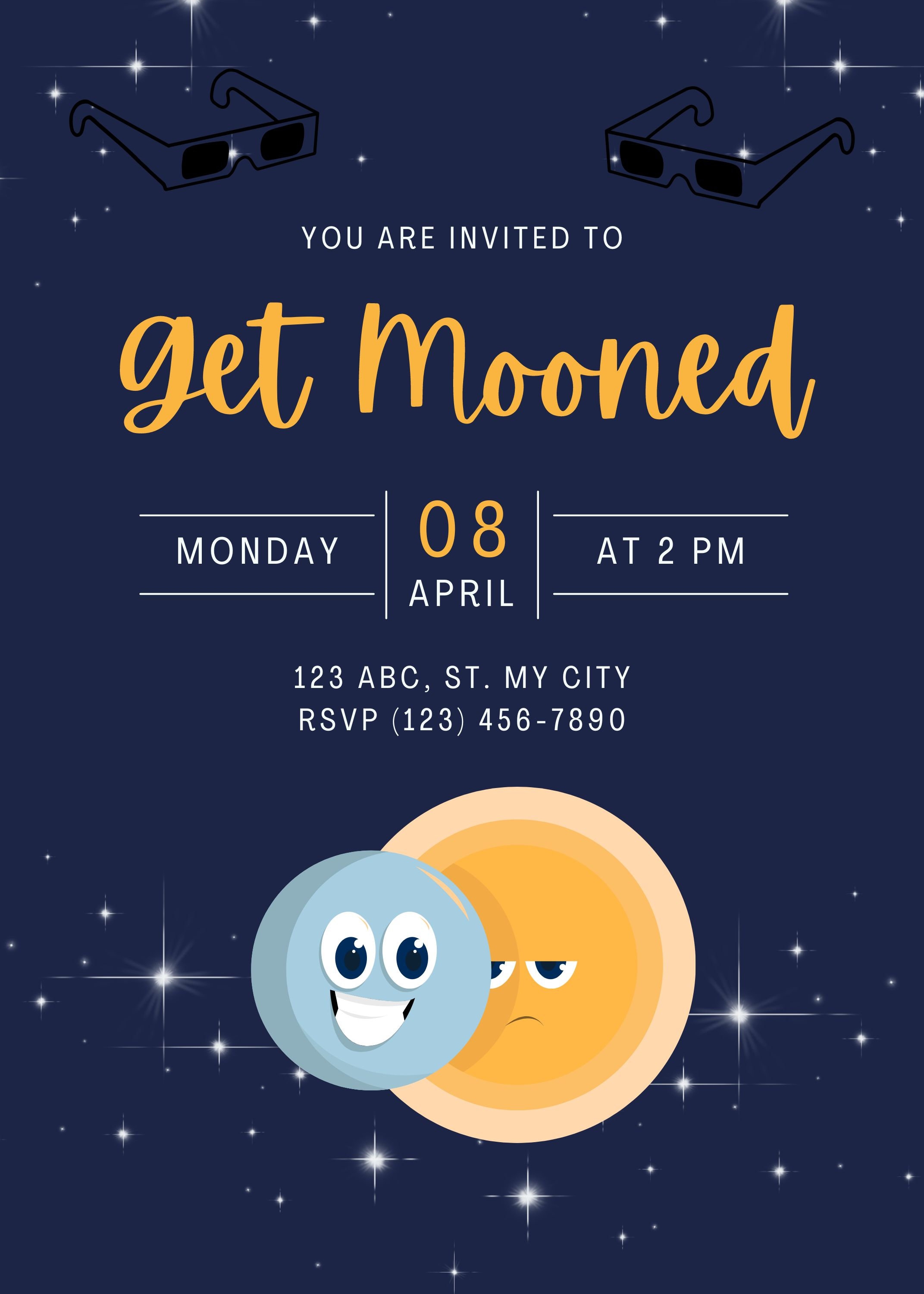 Solar Eclipse Printable Invitations Funny Eclipse Invitation Canva ...