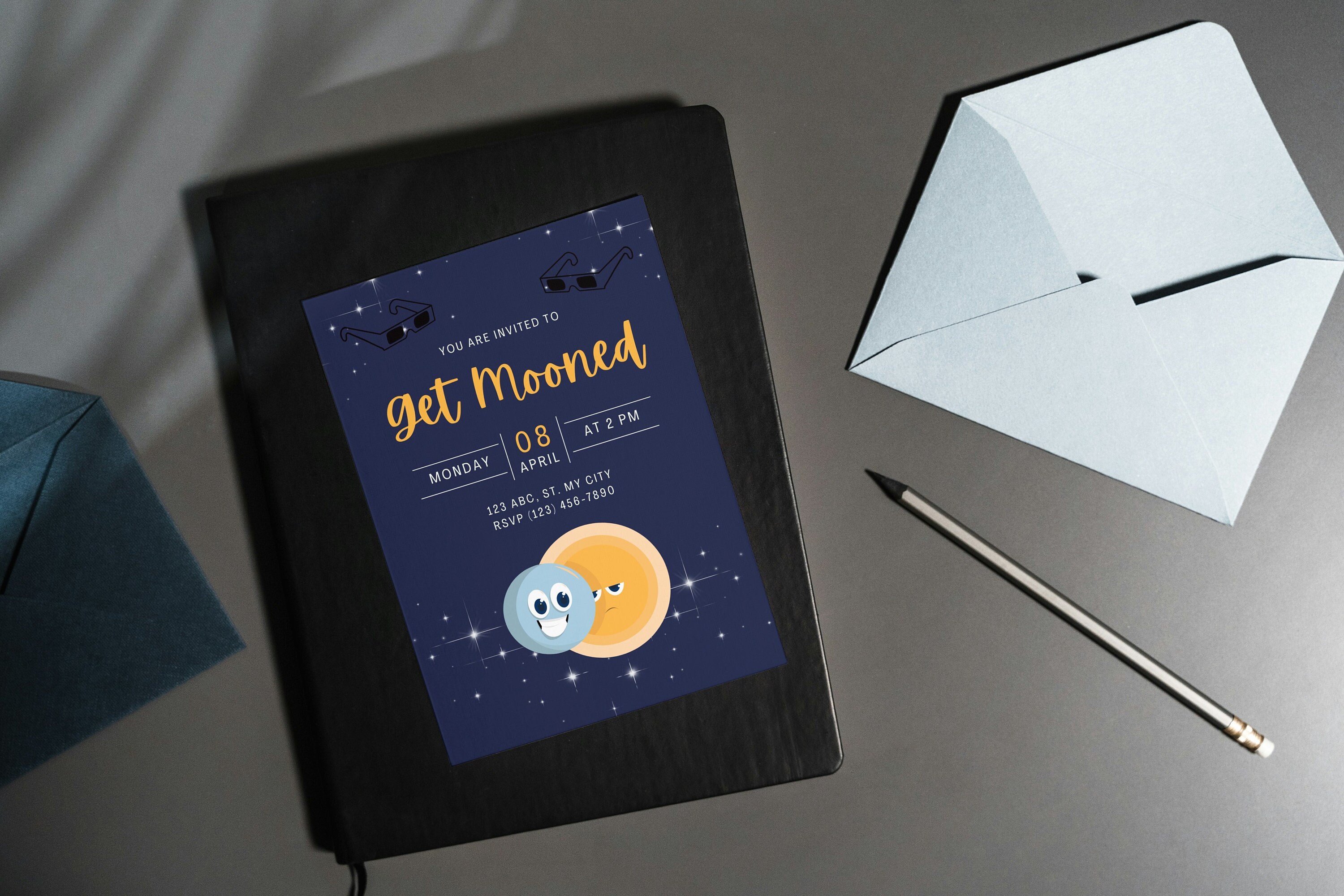 Solar Eclipse Printable Invitations Funny Eclipse Invitation Canva ...