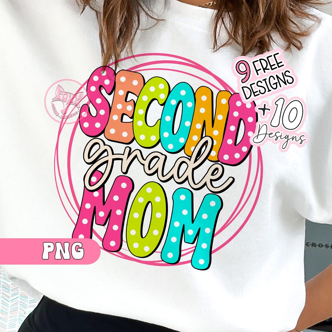 Second Grade Mom Png, Back to School Shirt Png, Retro Trendy 2nd Grade ...