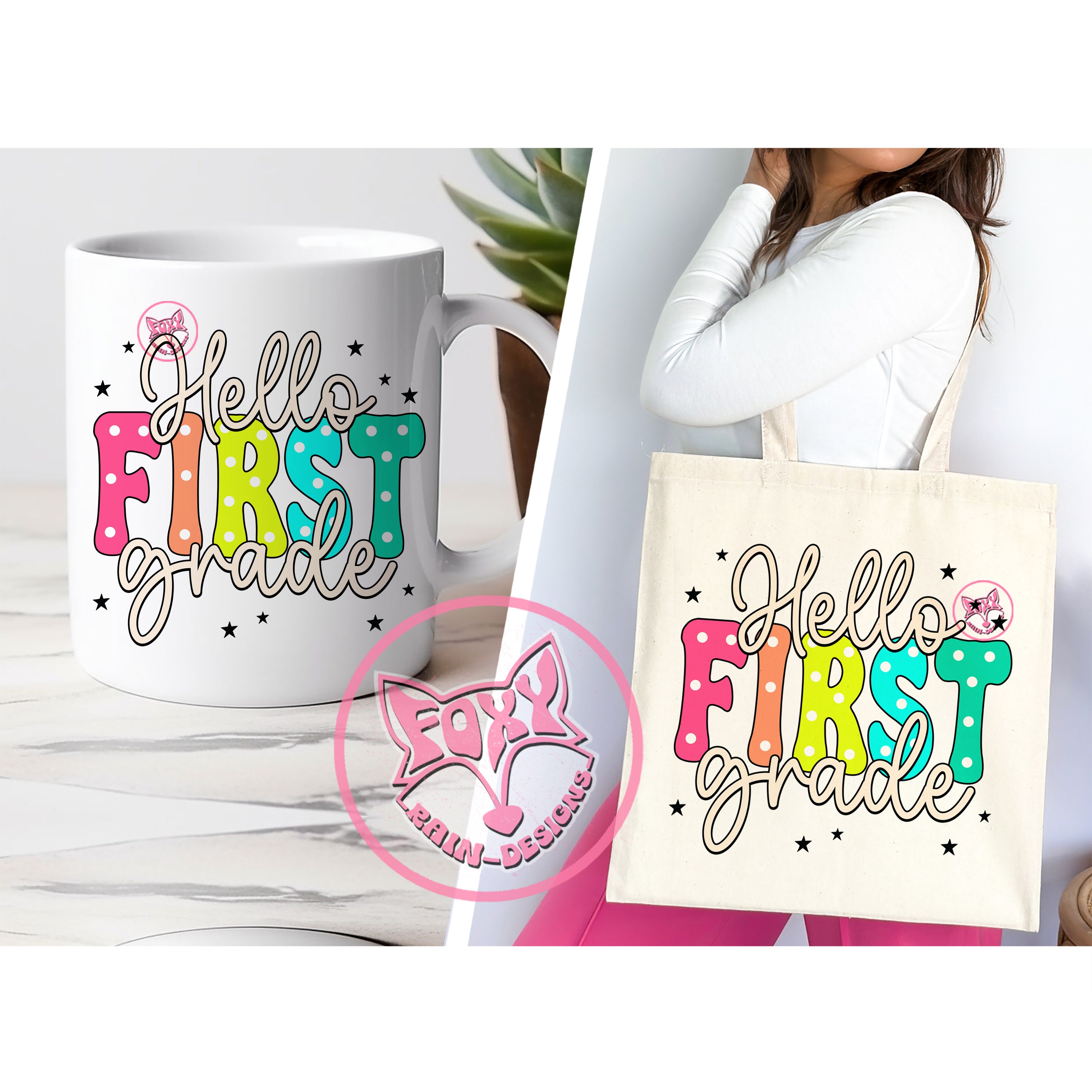 Hello First Grade Shirt PNG: Back to School Teacher Design (digital ...