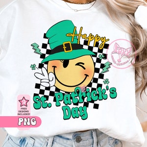 Happy St Patricks Day PNG, Smile Face Checkered Design PNG, Smiley Face ...