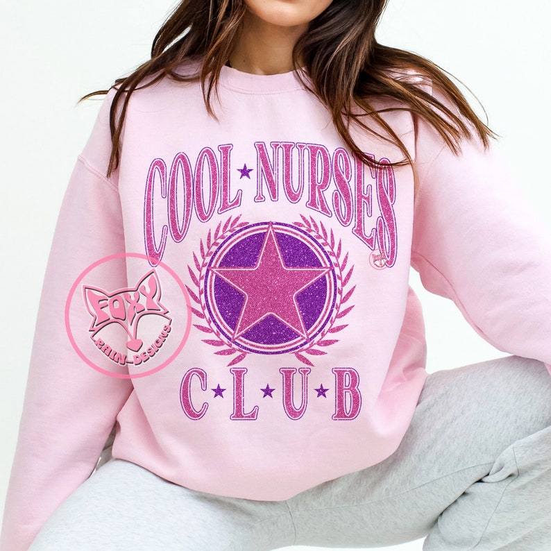 Cool Nurses Club Faux Glitter Sublimation Design Digital Downloads for ...