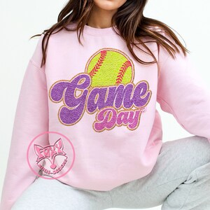 Softball Game Day PNG Faux Chenille Sequin Embroidery Sublimation Patches Designs Popular Now ...