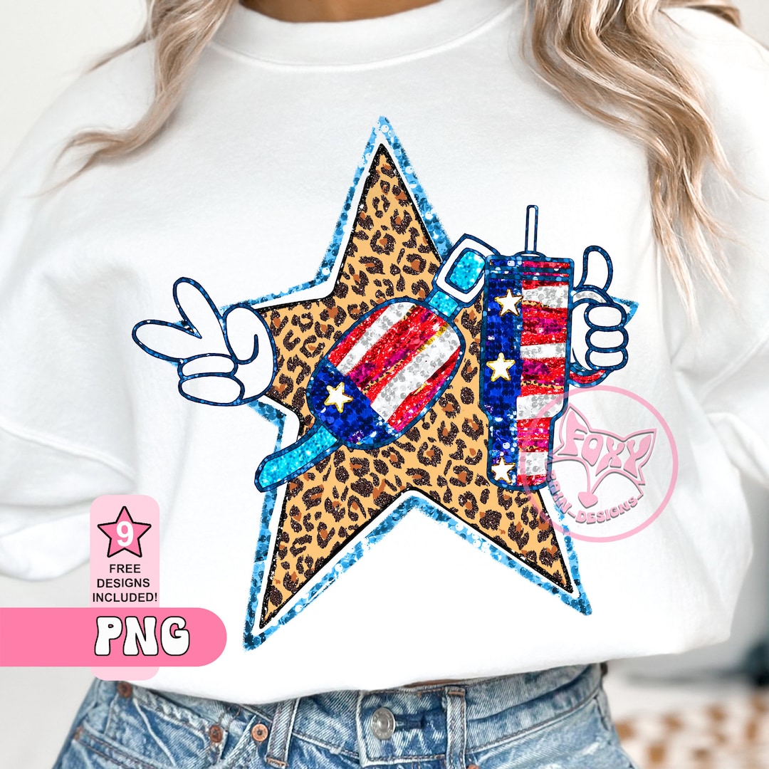 Amerika 4. Juli Stern Png, Leopard Print Stern Amerikanische Flagge 4 ...