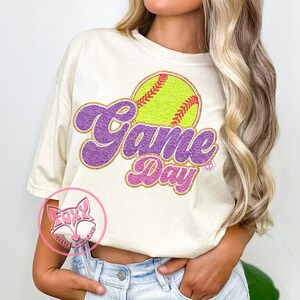 Softball Game Day PNG Faux Chenille Sequin Embroidery Sublimation Patches Designs Popular Now ...