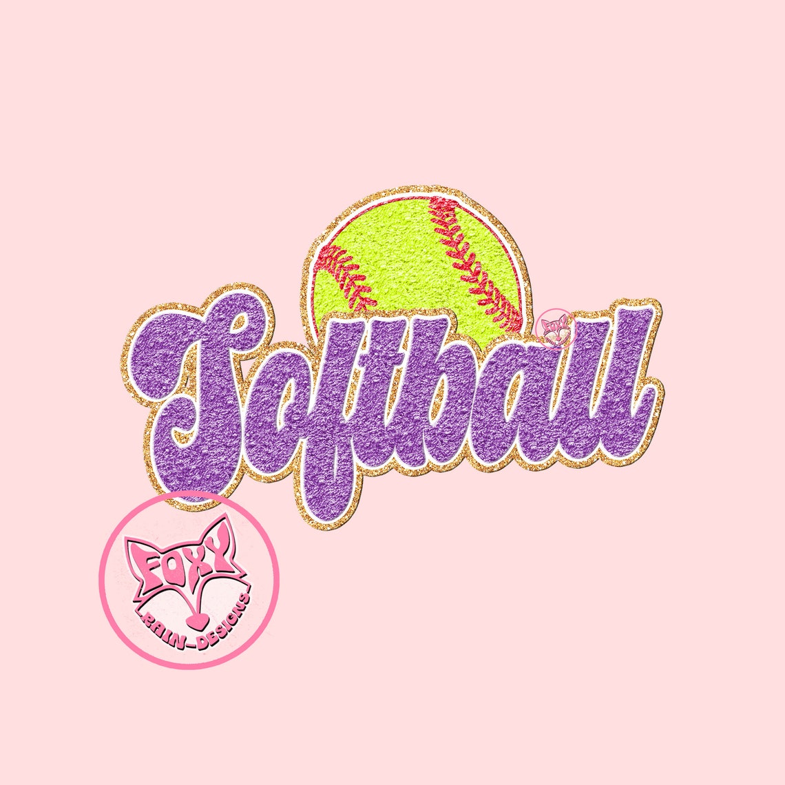 Softball PNG, Faux Embroidery Chenille Patch Png, Game Day Softball Chenille Sublimation Patches ...