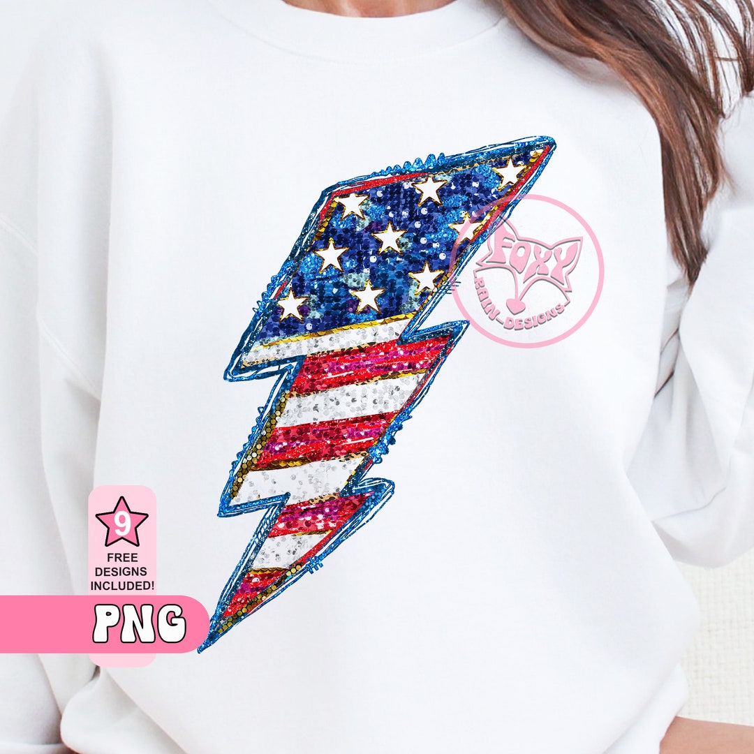 American Flag Lightning Bolt PNG: 4th of July Shirt Design (digital ...