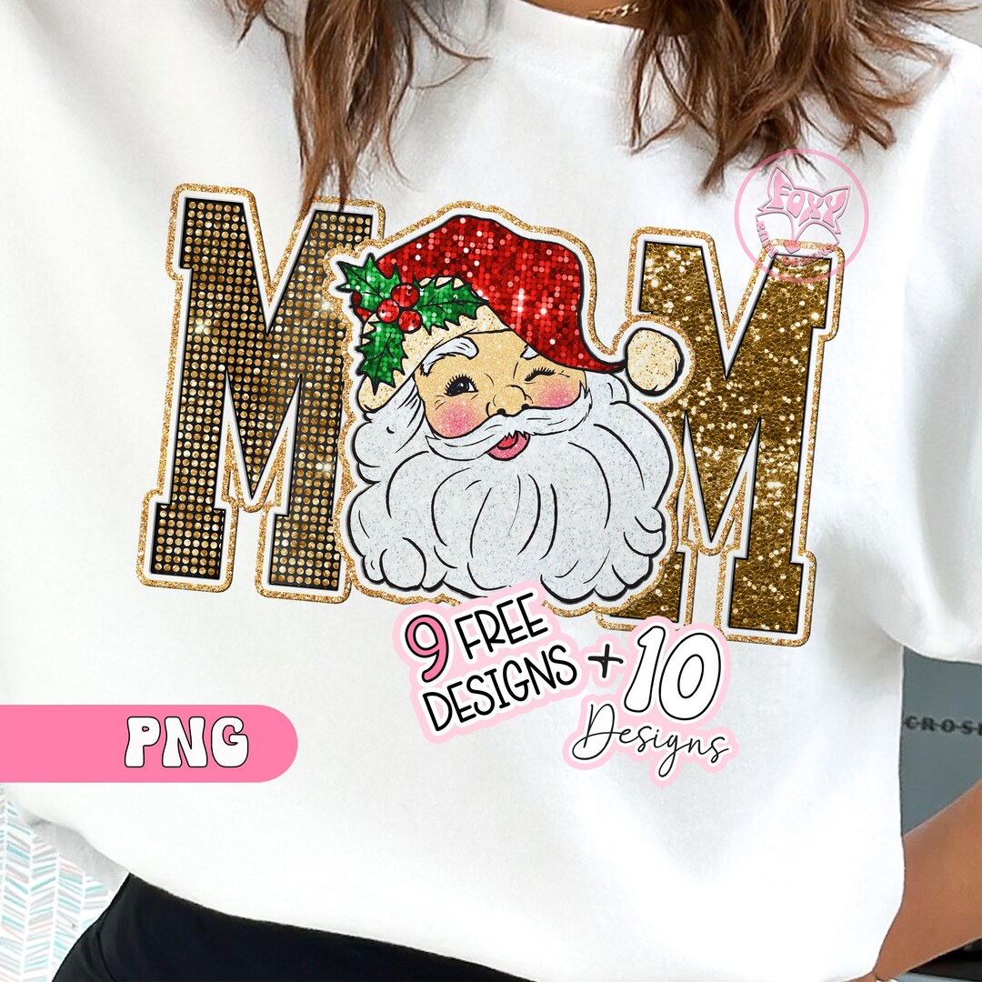 Gold Santa Mom Png Sublimation Design, Trending Now Christmas Sequin ...
