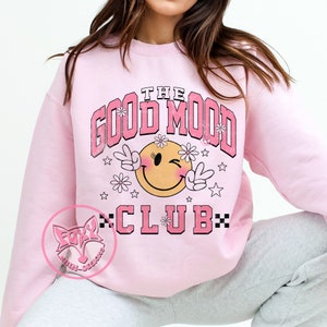 The Good Mood Club Retro Sublimation Design, Smiley Face Trendy Png ...