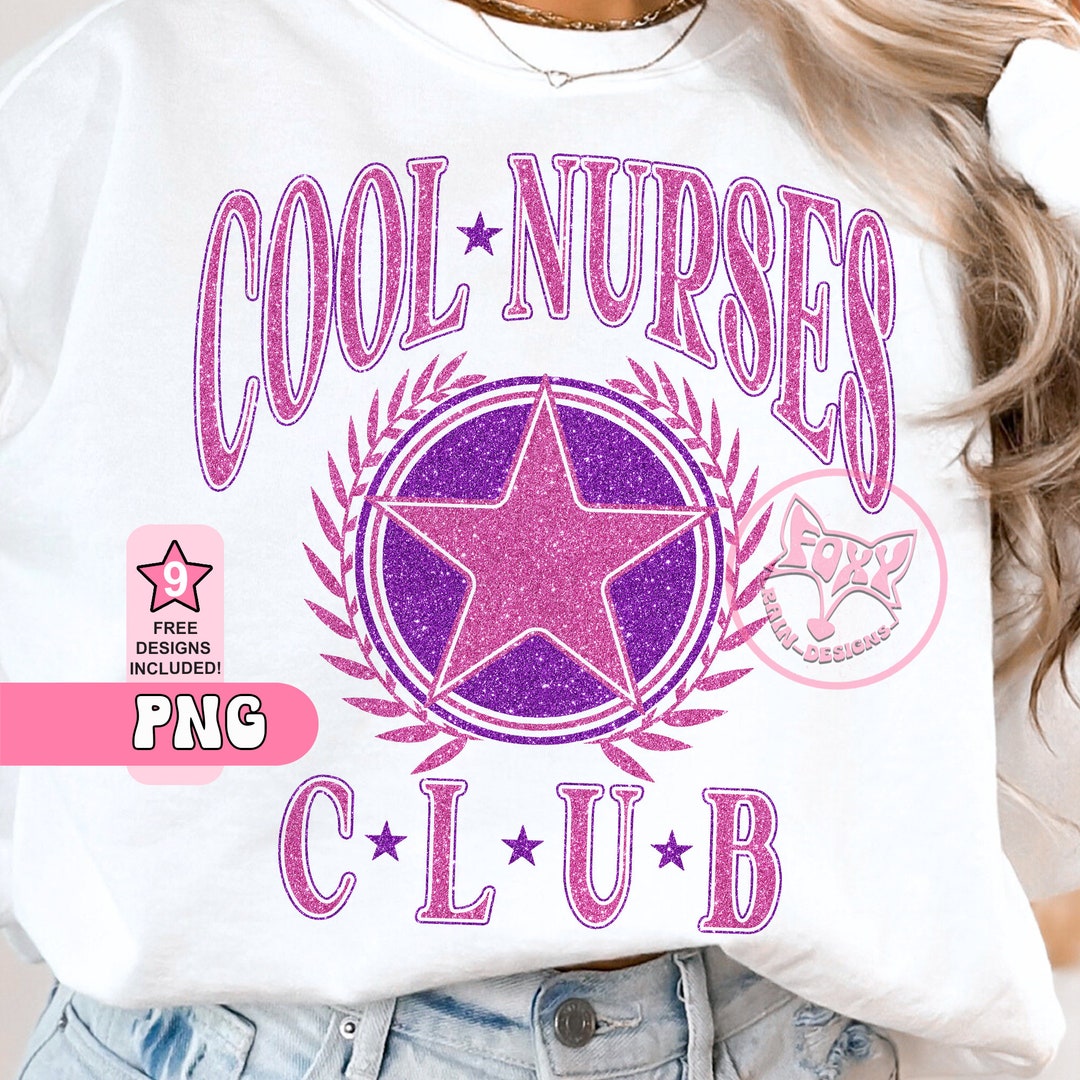 Cool Nurses Club Faux Glitter Sublimation Design Digital Downloads for ...
