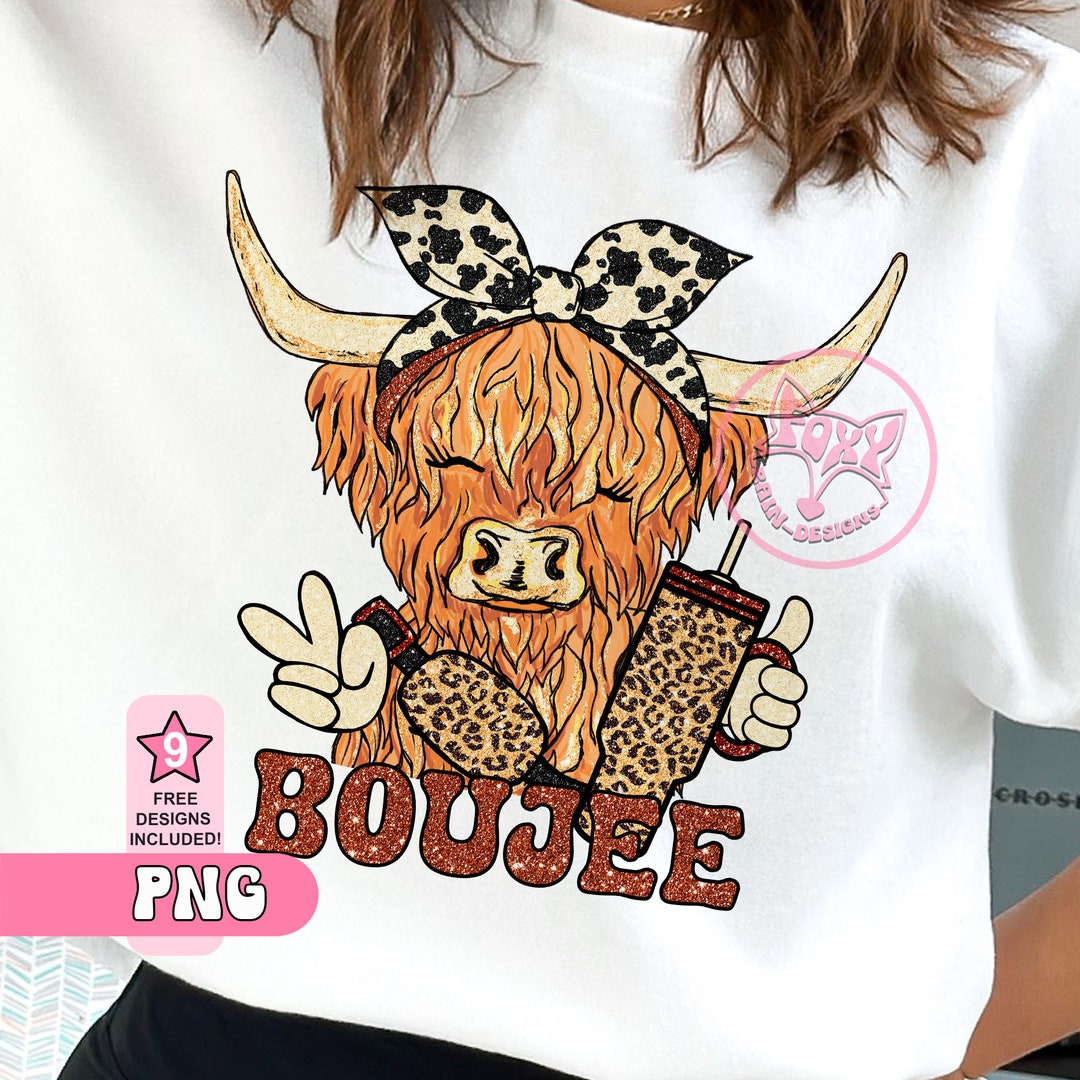 Boujee Highland Cow Glitter Png Stanley Tumbler Belt Bag Sublimation ...