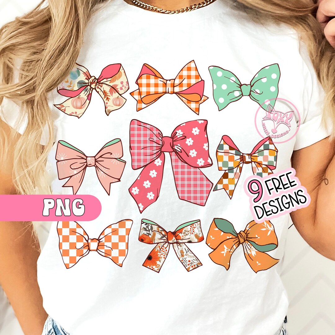 Coquette Fall Bow Png Autumn Bows Png Patterned Fall Sublimation Design ...