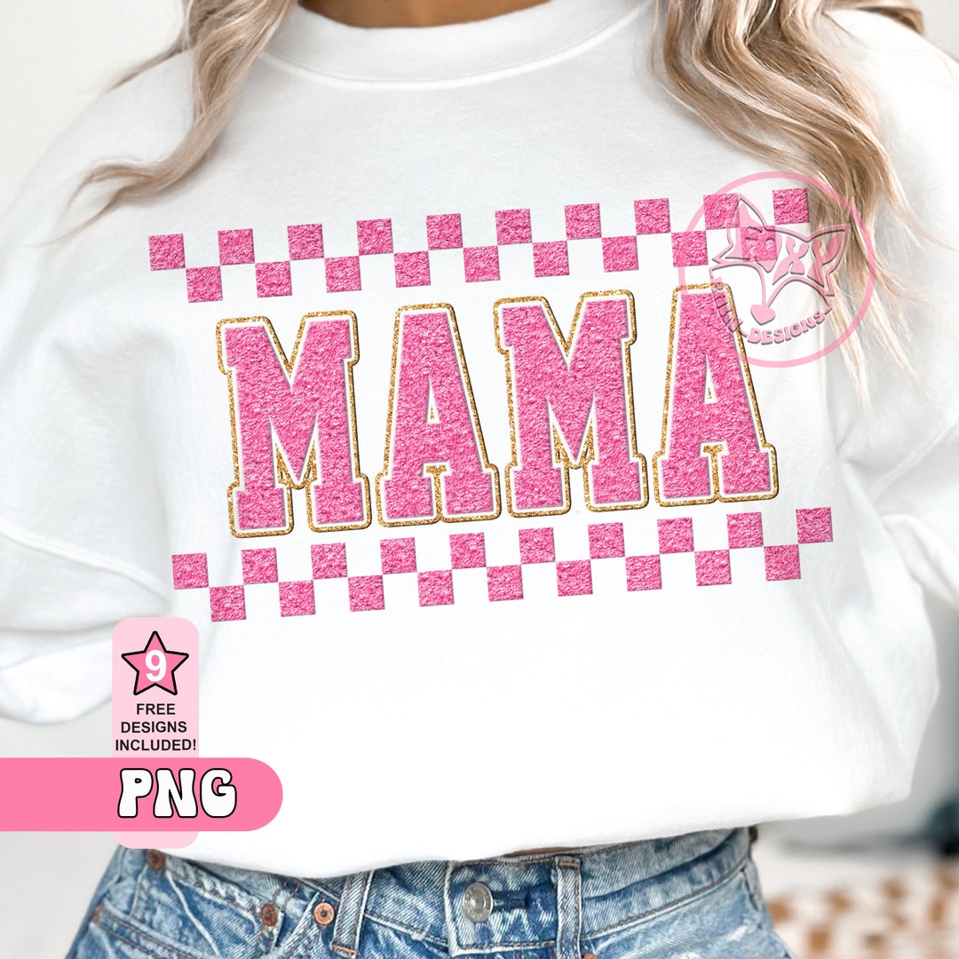 Mama Chenille Checkered PNG, Mama Sublimation Design Patch Digital ...