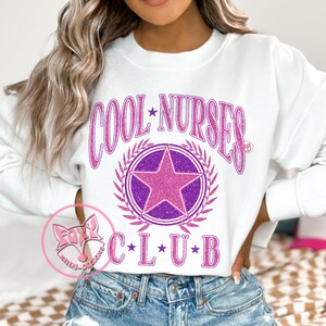 Cool Nurses Club Faux Glitter Sublimation Design Digital Downloads for ...
