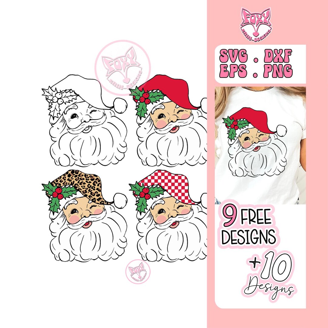 Santa Claus SVG Bundle, Santa Silhouette, PNG, Vector, Transparent ...