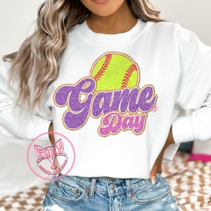 Softball Game Day PNG Faux Chenille Sequin Embroidery Sublimation Patches Designs Popular Now ...