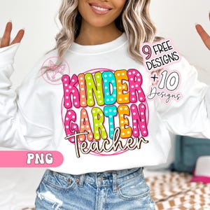 Kindergarten Teacher Retro Png Trendy Shirt for School Kinder Teacher ...