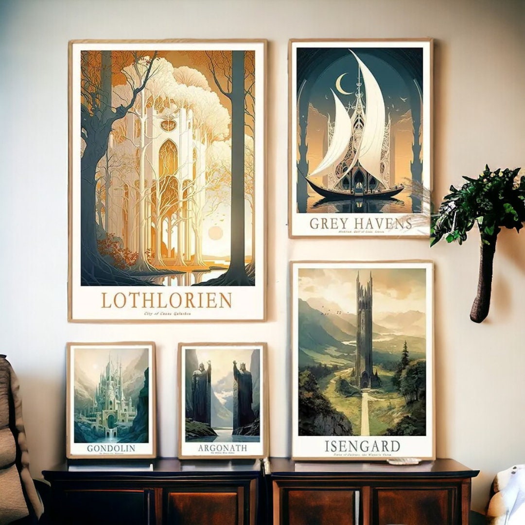 LOTR Wall Artwork Lord of the Rings Posters the Hobbit Tolkein Art ...