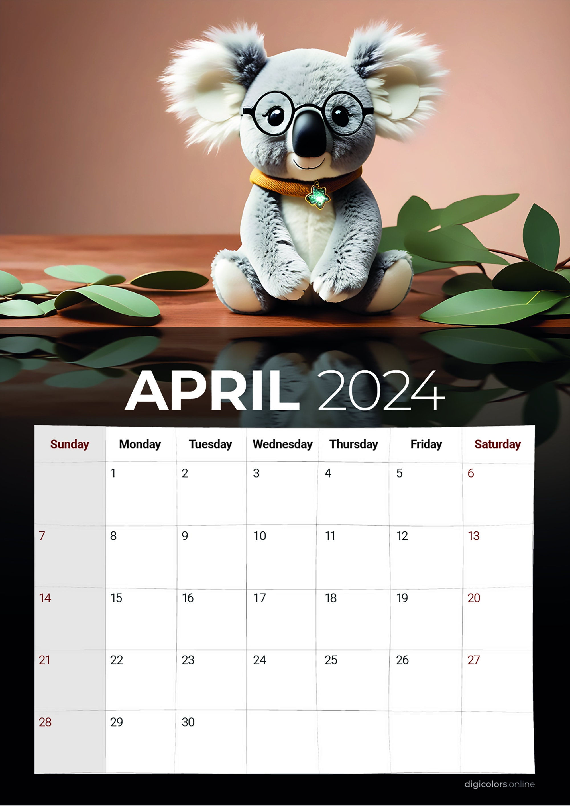 2024 Wildlife Calendar Printable at Home Anual 12 Twelve Sheet Pdf Home ...