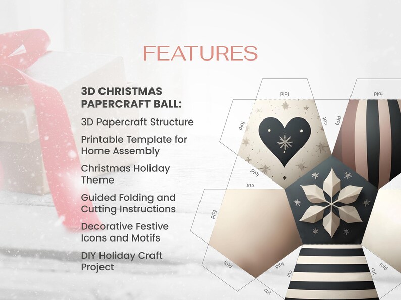 3D Christmas Ball Papercraft Home Decor DIY Holiday Craft Family Son ...