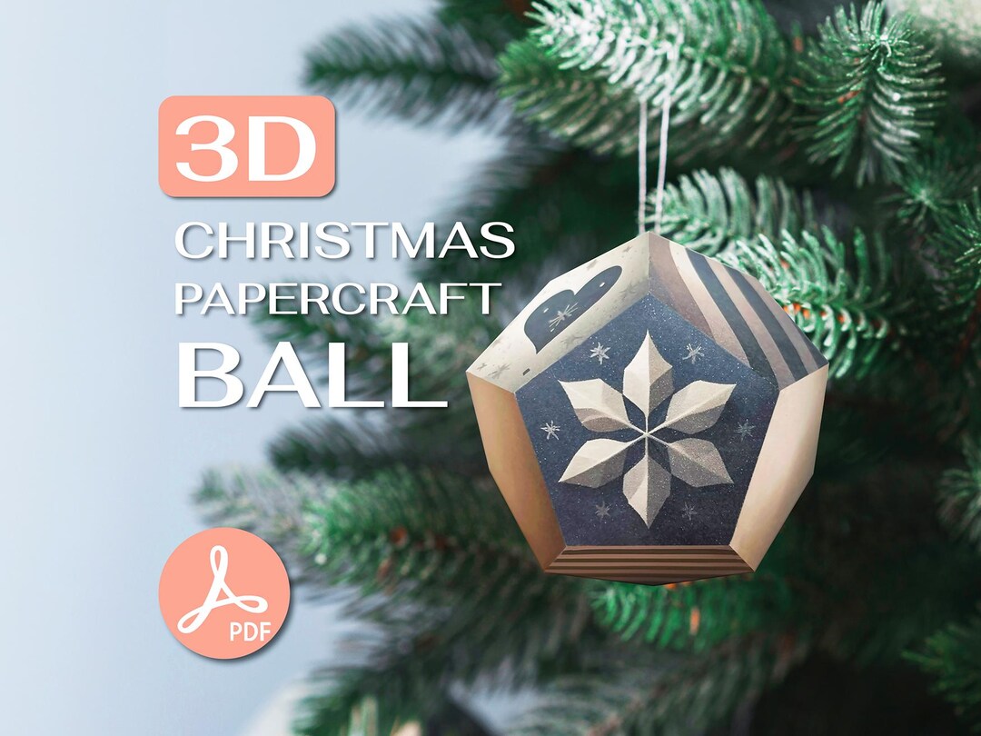 3D Christmas Ball Papercraft Home Decor DIY Holiday Craft Family Son ...