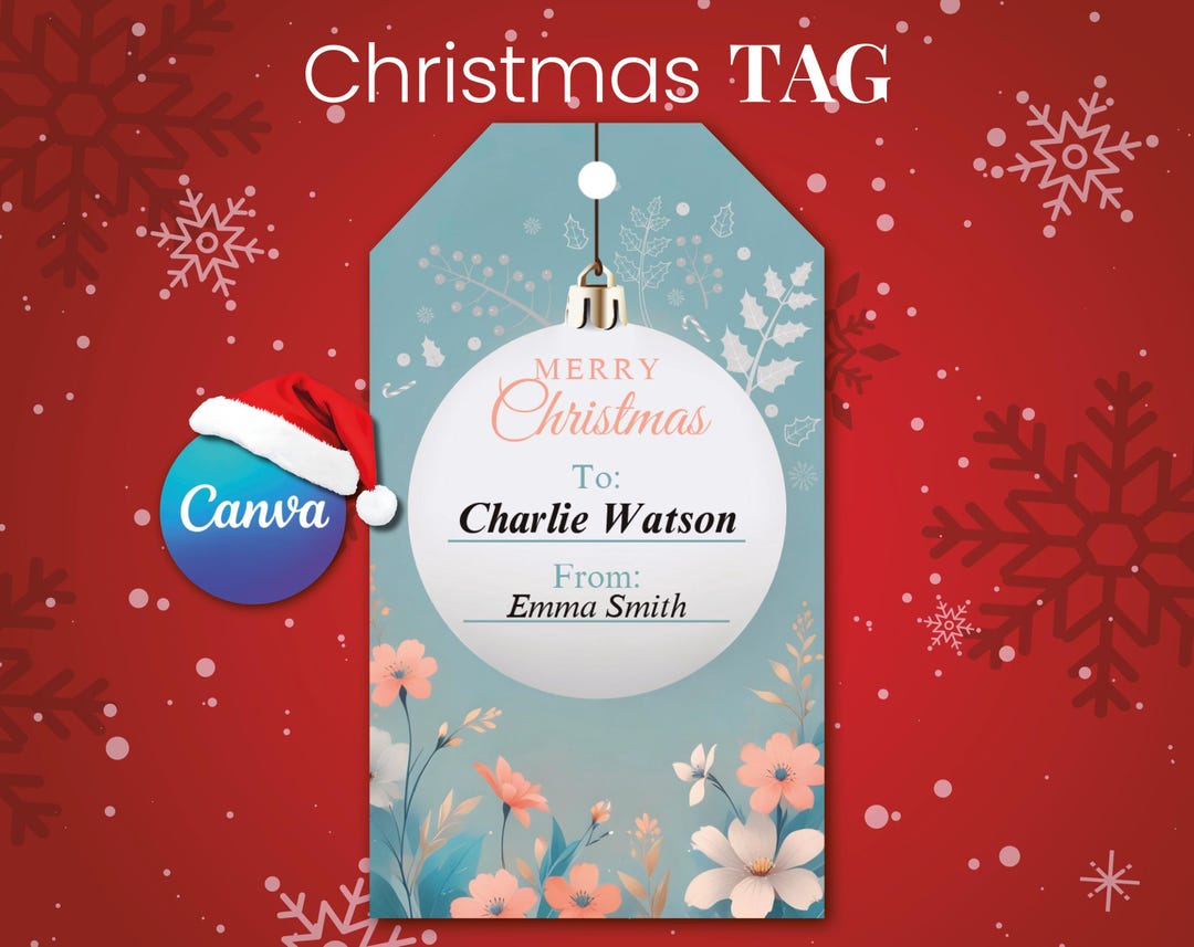 Editable Christmas Gift Tag Template, DIY Holiday Presents (canva) - Etsy
