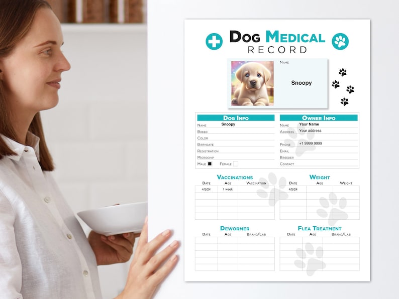 Editable Printable and Digital Use Dog Medical Record Schedule Planner ...