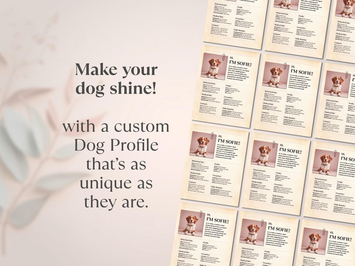 Pet Profile CANVA Template: Dog Sitter Notes (digital Download) - Etsy
