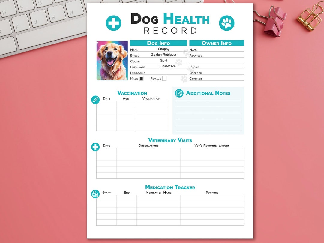 Editable Printable and Digital Use Dog Health Record Schedule Planner ...