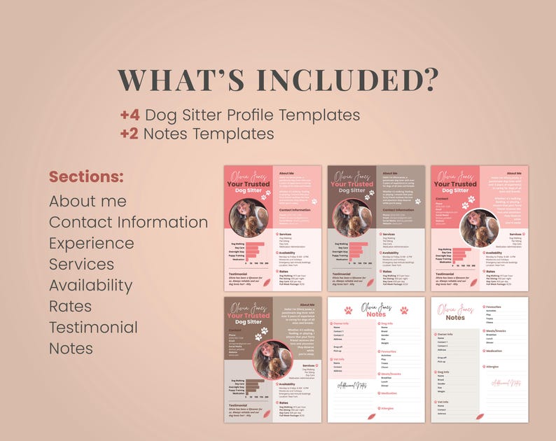 Dog Sitter Profile Canva Template: Pet Care Services Resume, Editable ...