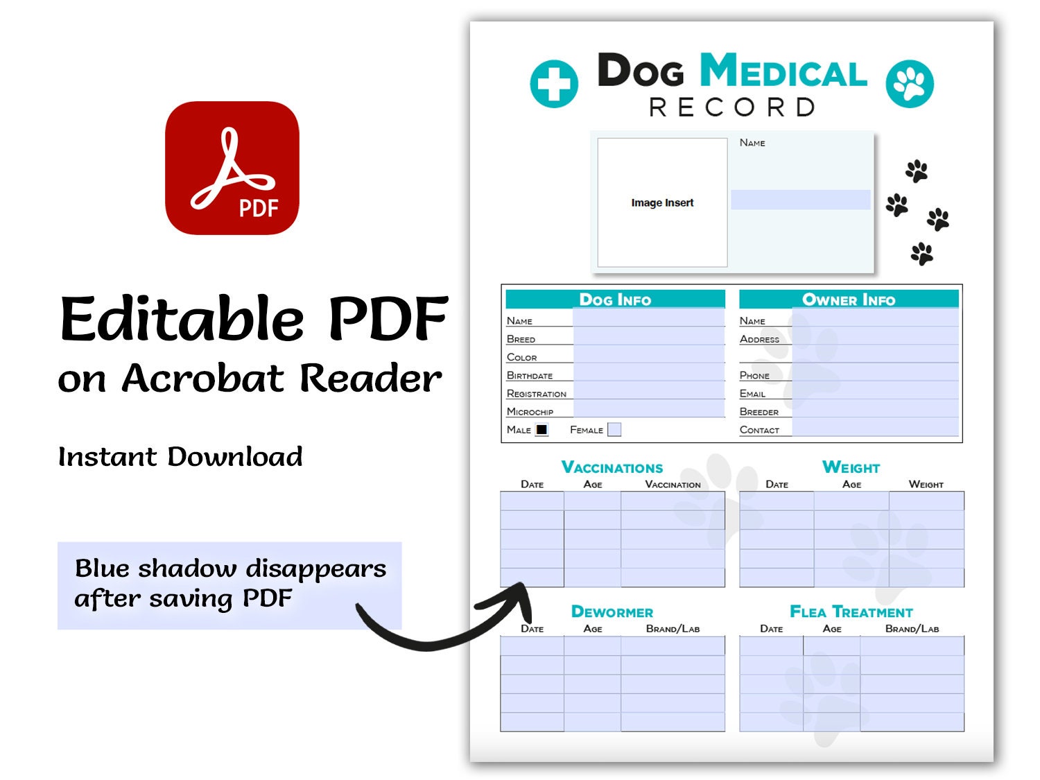 Editable Printable and Digital Use Dog Medical Record Schedule Planner ...