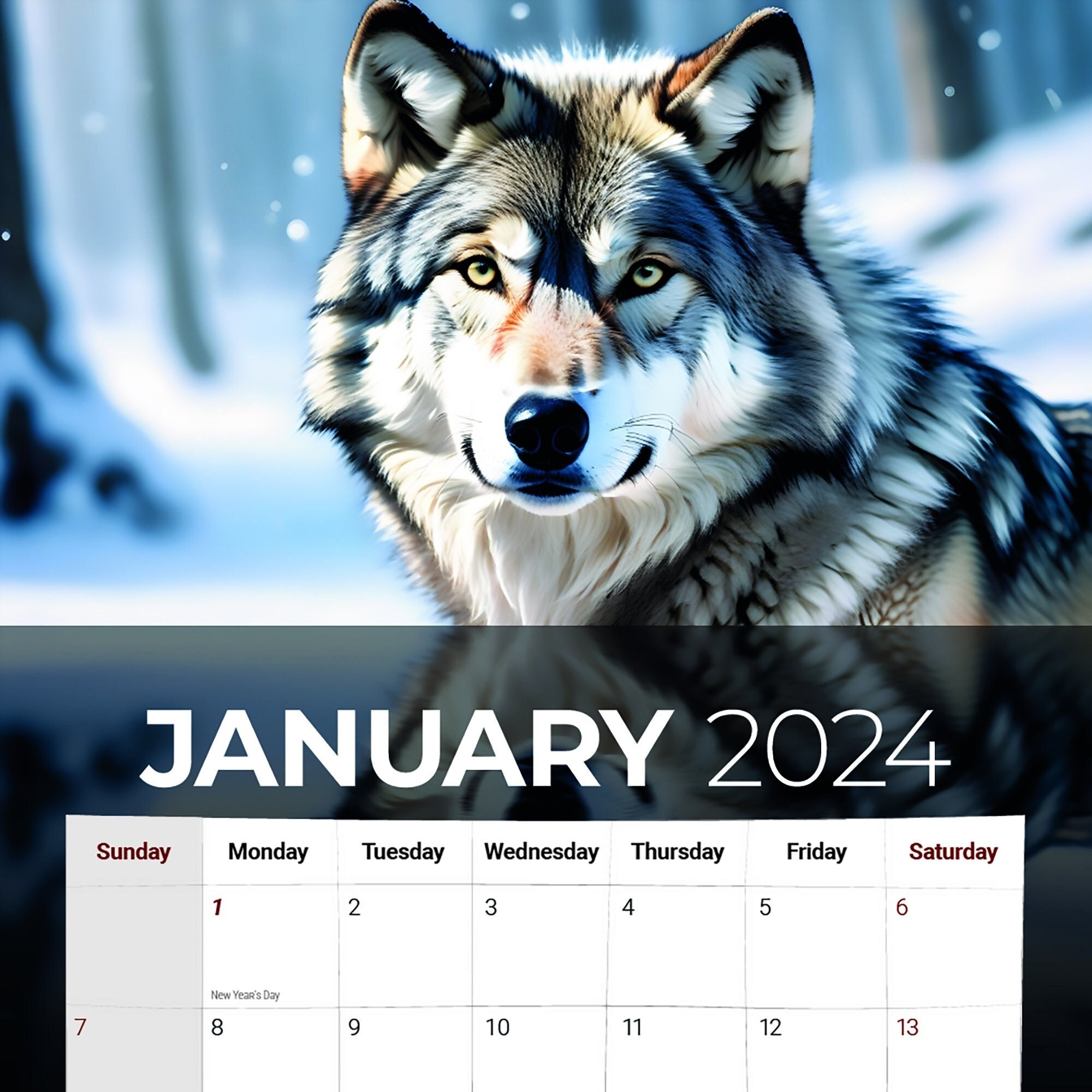2024 Wildlife Calendar Printable at Home Anual 12 Twelve Sheet Pdf Home ...