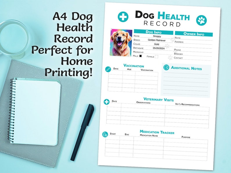 Editable Printable and Digital Use Dog Health Record Schedule Planner ...