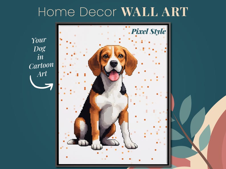 Personalized Digital Artwork Dog Pixel Custom Art Home Decor Veterinary ...