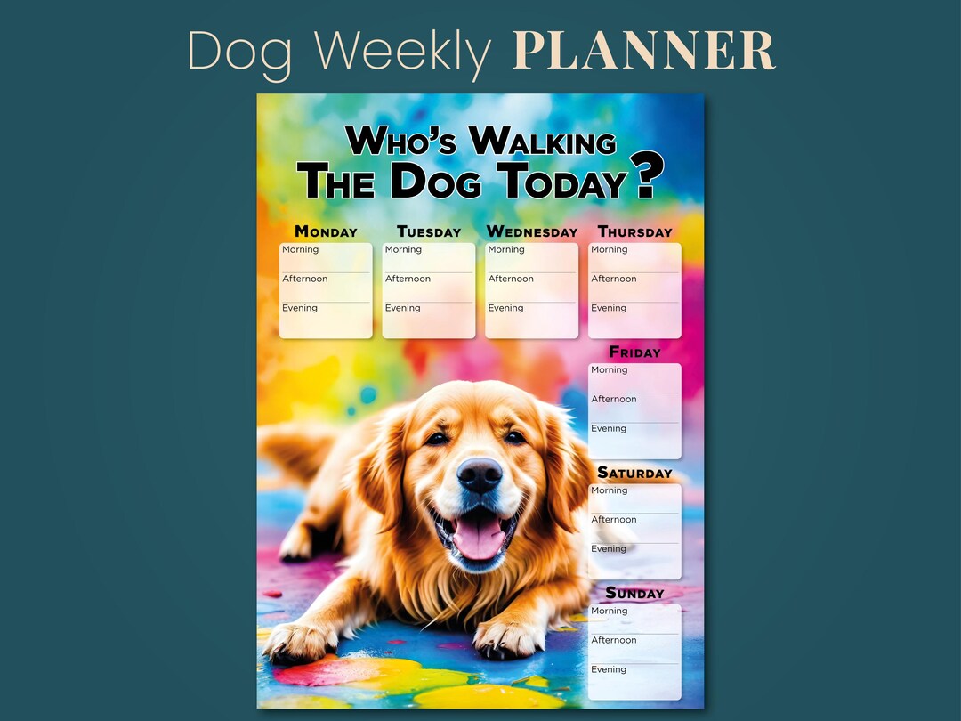 Dog Walking Weekly Planner: Golden Retriever Family Organizer (digital ...