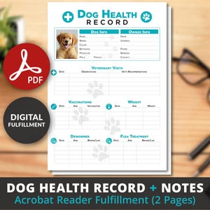 Editable Dog Health Record: Vet Visit & Vaccination Tracker (PDF ...